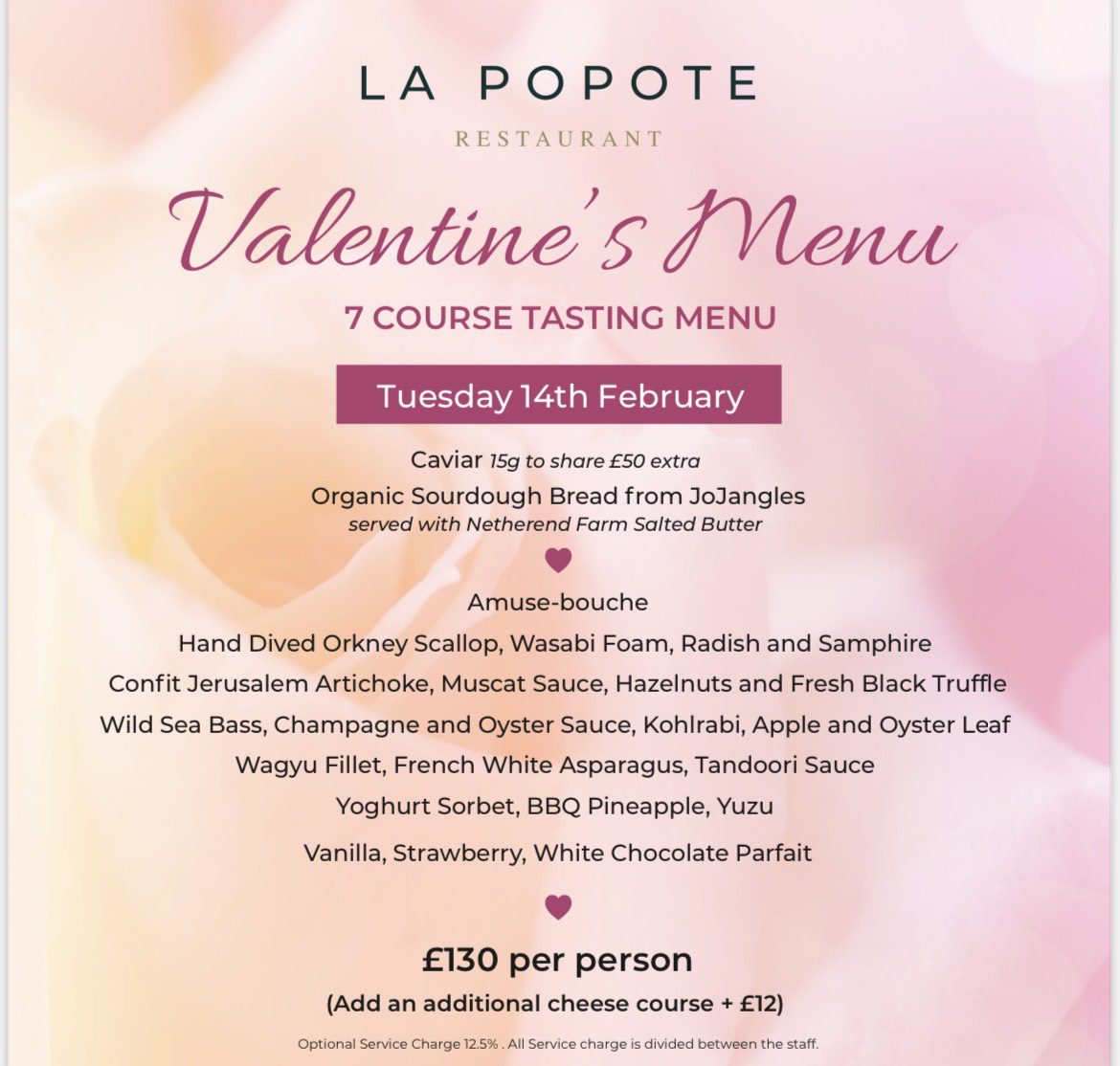 7 Course Valentines Day Menu | La Popote