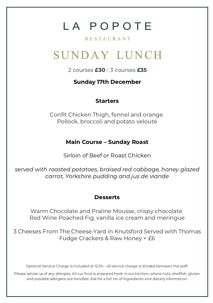 Menu | French Restaurant | La Popote